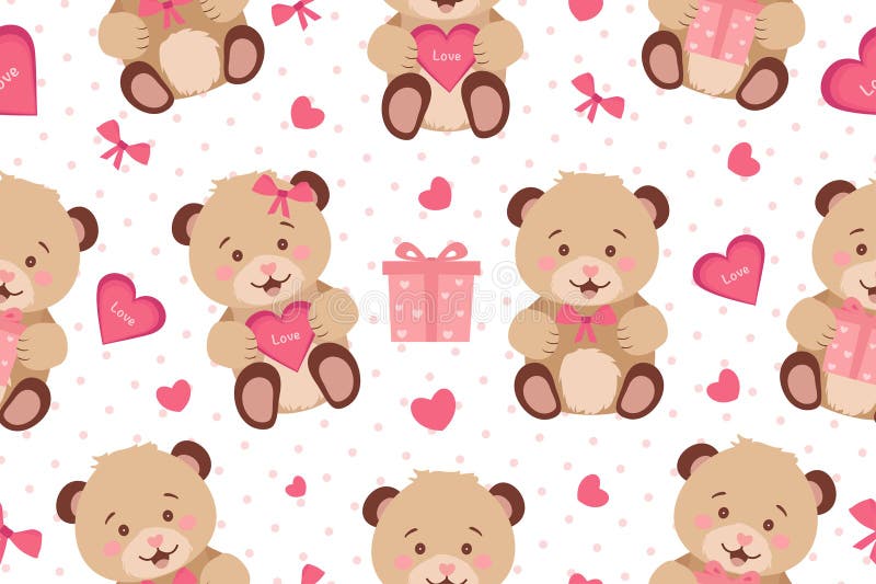 Seamless Pattern with Cute Teddy Bears. Wrapping Paper, Interior ...