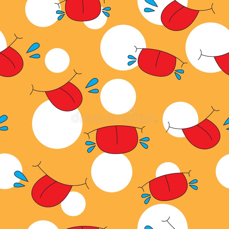 Seamless Pattern with Cute Tongue Stock Vector - Illustration of ...