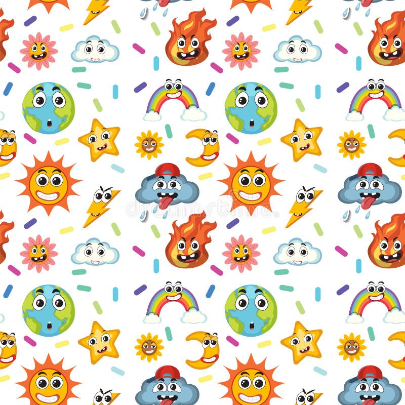 Seamless Pattern with Cute Weather Cartoon Element Stock Vector ...