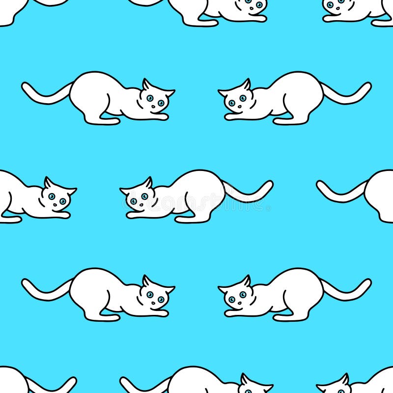 Seamless Pattern with Cute White Cats. Texture for Wallpapers ...