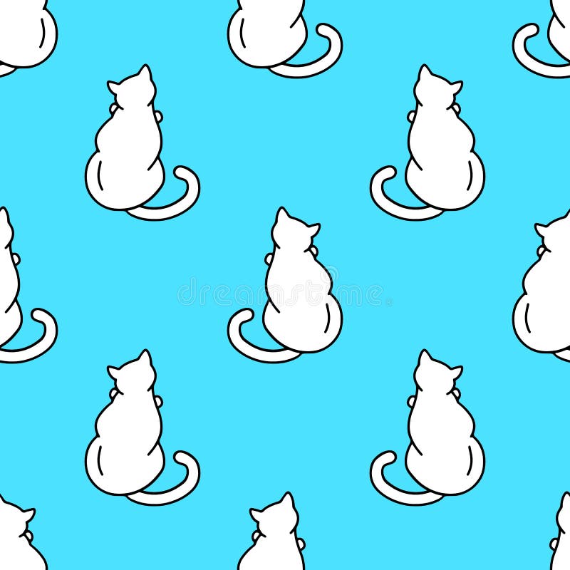 Seamless Pattern with Cute White Cats. Texture for Wallpapers ...