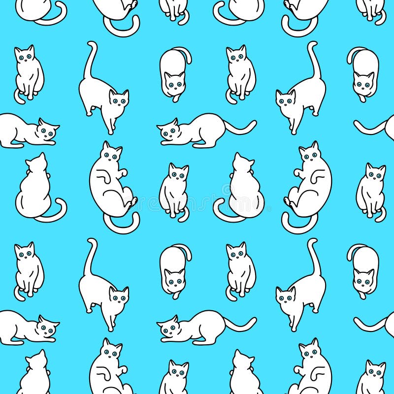 Seamless Pattern with Cute White Cats. Texture for Wallpapers ...