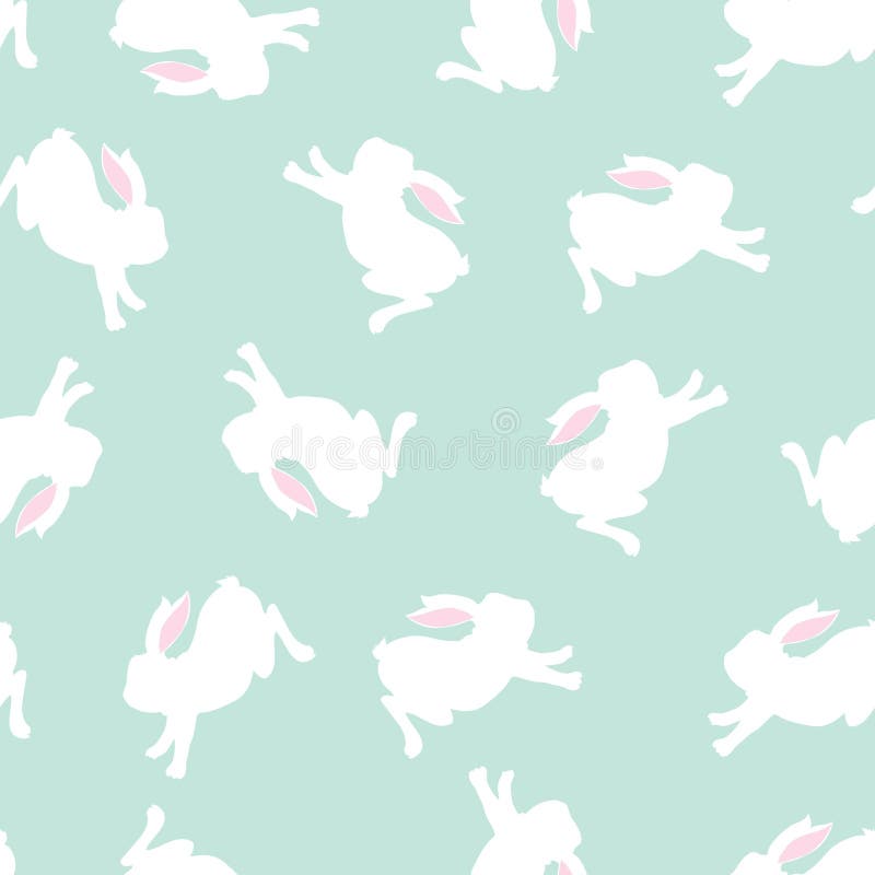 Seamless Pattern with Cute White Rabbits. Stock Vector - Illustration ...