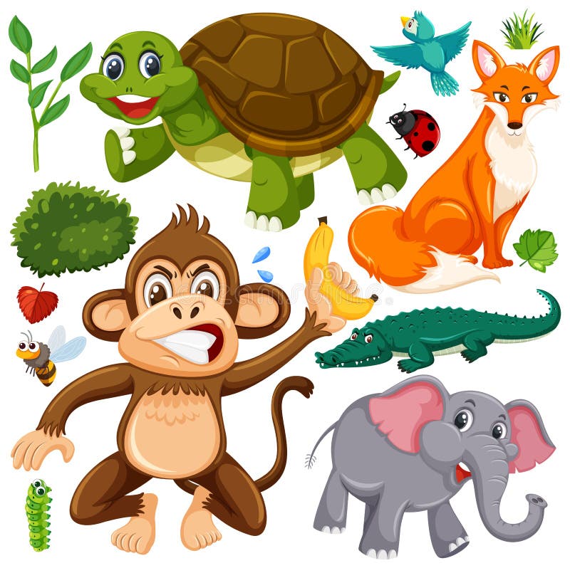 Seamless Pattern with Cute Wild Animals Cartoon Character Stock Vector ...