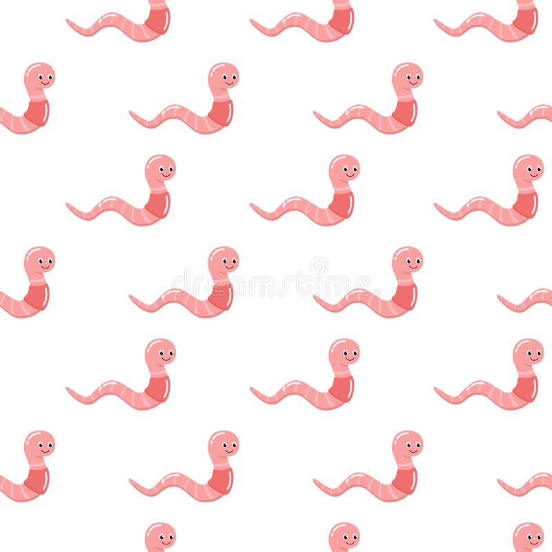 Seamless Pattern with Cute Worm. Vector Illustration Kawaii Earthworm ...