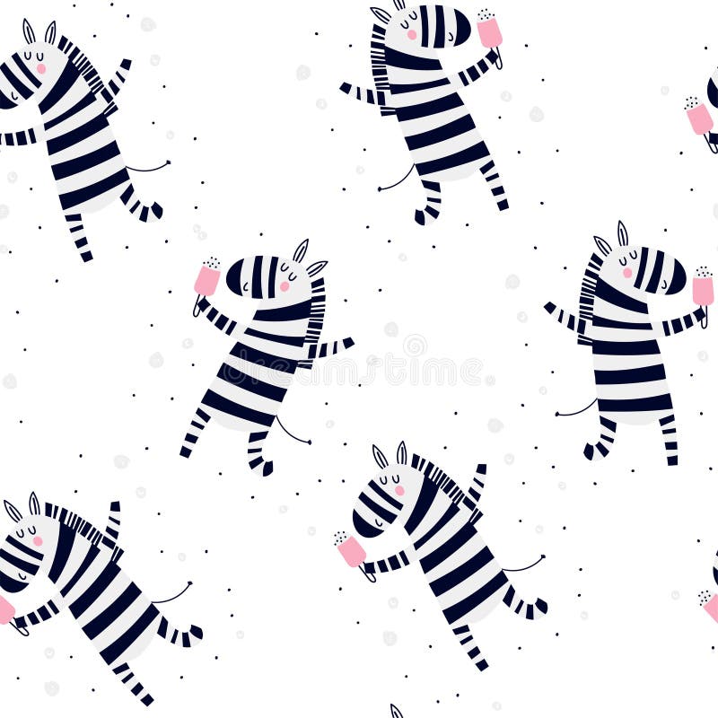 Seamless Pattern with Cute Zebra. Vector Illustrations Stock Vector - Illustration of graphic ...
