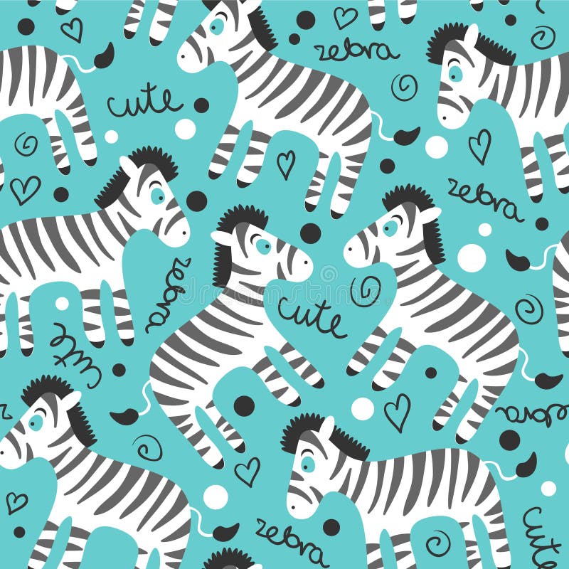 Seamless Pattern with Cute Zebras Stock Vector - Illustration of zebra ...