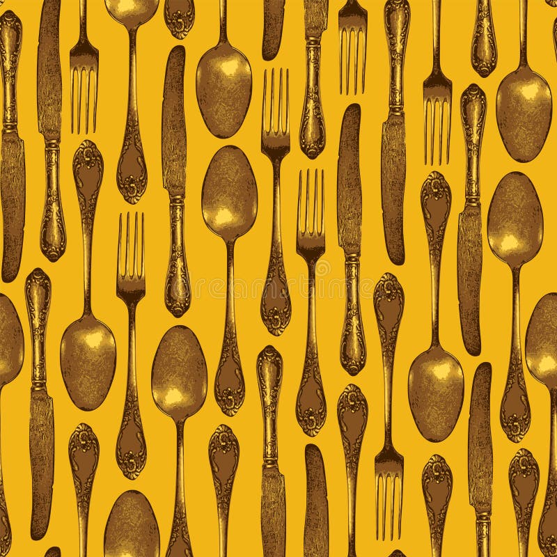 Silhouette Spoon Fork Yellow Background Stock Illustrations – 531 ...