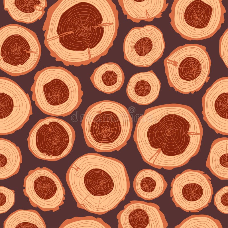 Seamless Pattern from Cuts of Tree Trunk, Round Cut of Logs Background ...