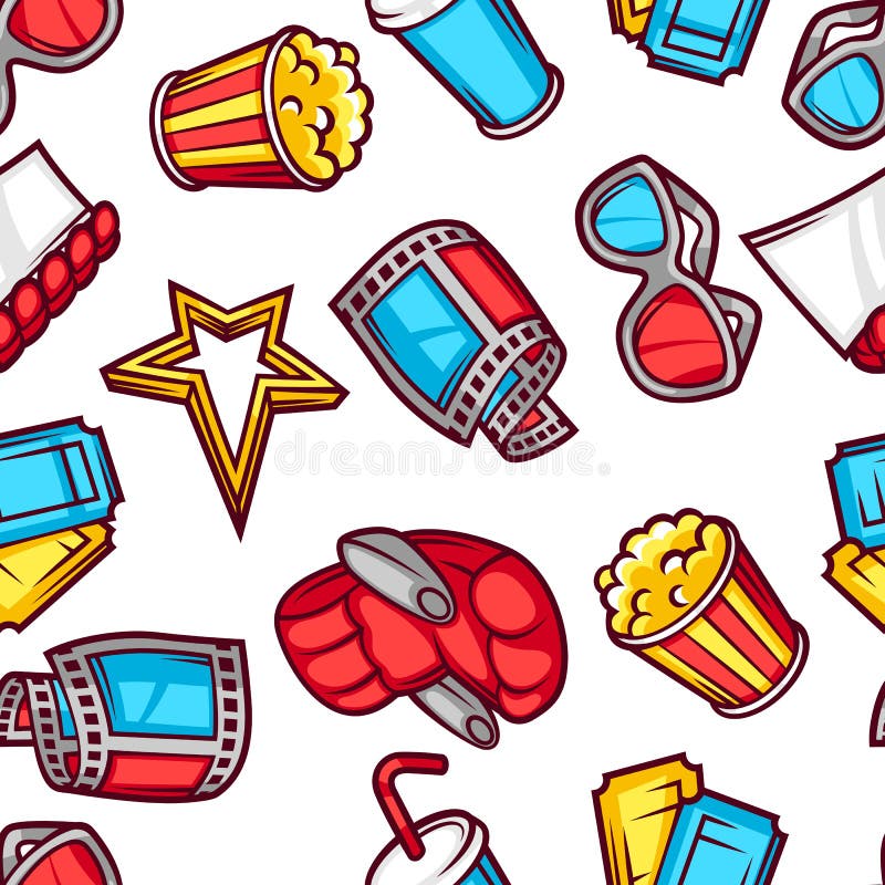 Cartoon Movie Equipment Seamless Pattern Stock Illustrations – 247 ...