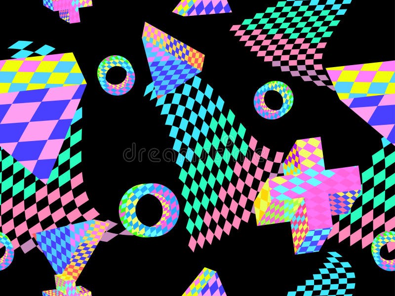 Seamless Pattern with 3d Objects with an Abstract Checkered Pattern in ...