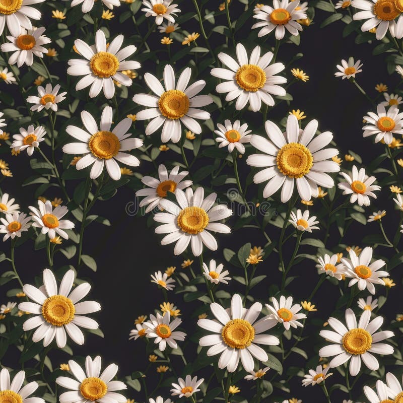 Seamless Pattern with 3d Realistic Daisy Flowers Illustration Design ...