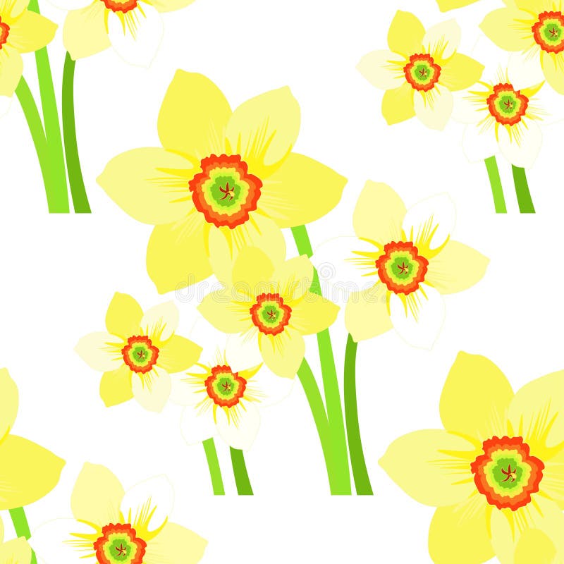Seamless Pattern with Daffodils Flower. Vector Illustration Stock Vector - Illustration of ...