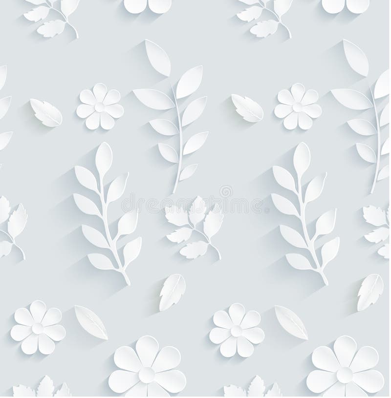 Seamless Pattern Daisy with Leaves on Gray Background Stock Vector ...