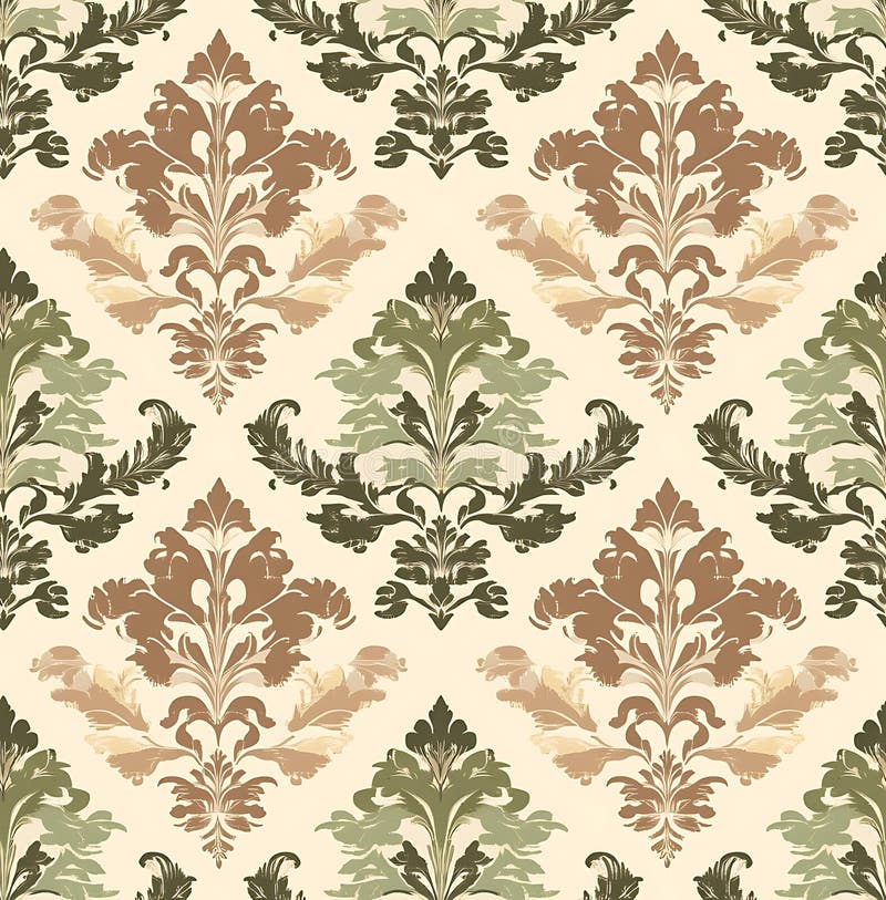 Seamless Pattern of Damask Fabric with an Earthy Color Palette Stock ...