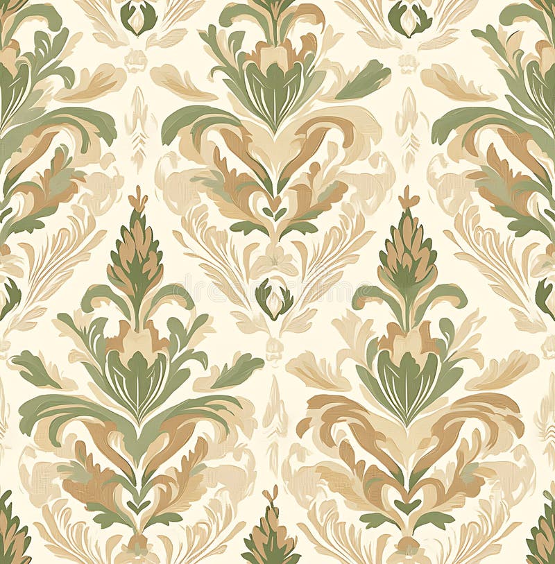 Seamless Pattern of Damask Fabric with an Earthy Color Palette Stock ...