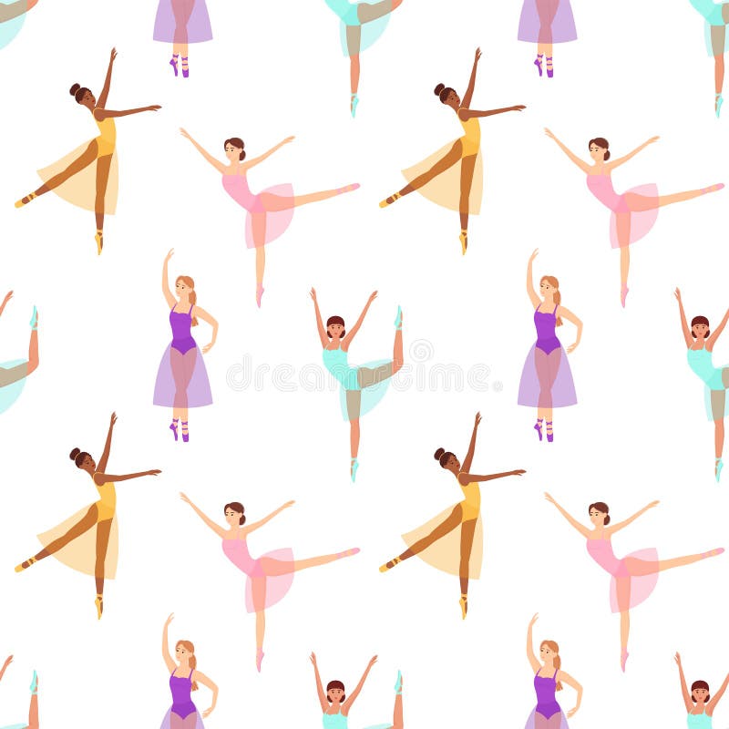 Seamless Pattern with Dancing Ballerinas, Vector Illustration Stock ...