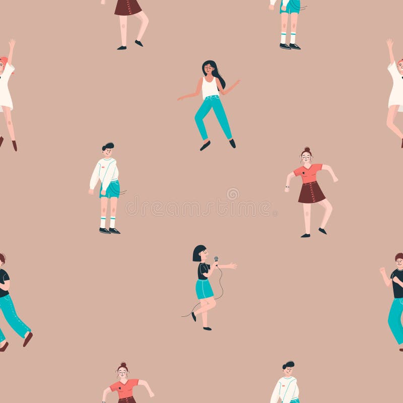 Seamless Pattern with Dancing People. Stock Illustration - Illustration ...