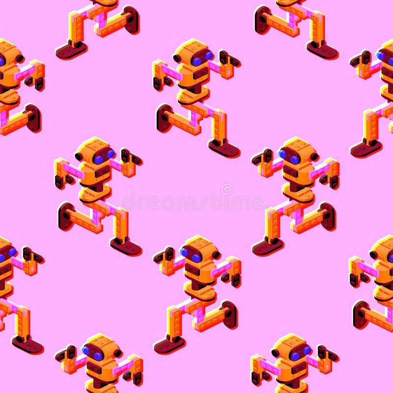 Seamless Pattern of Dancing Robots. Vector Clipart Stock Vector ...