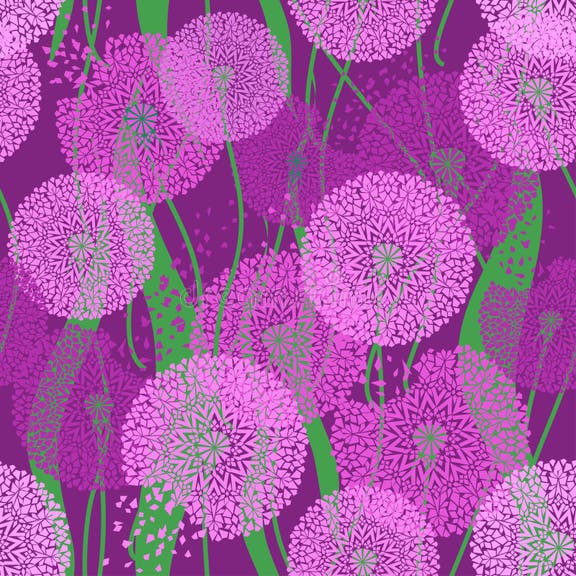 Seamless Pattern of Dandelions Stock Vector - Illustration of offspring ...