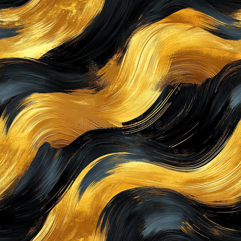 Seamless Pattern Dark Mode Black and Gold Metallic Abstract, Elegant ...
