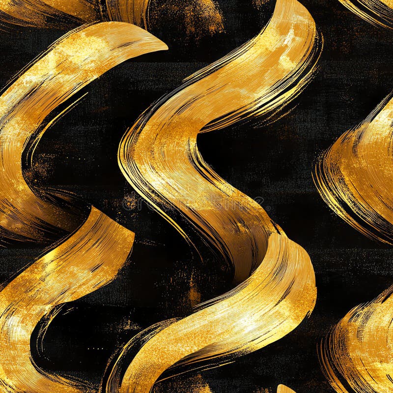 Seamless Pattern Dark Mode Black and Gold Metallic Abstract, Elegant ...