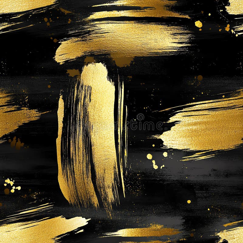 Seamless Pattern Dark Mode Black and Gold Metallic Abstract, Abstract ...