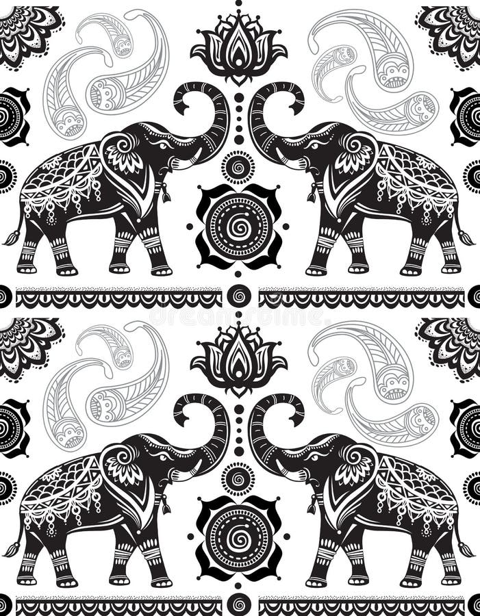 Indian elephant patterns stock vector. Illustration of asian - 55334316
