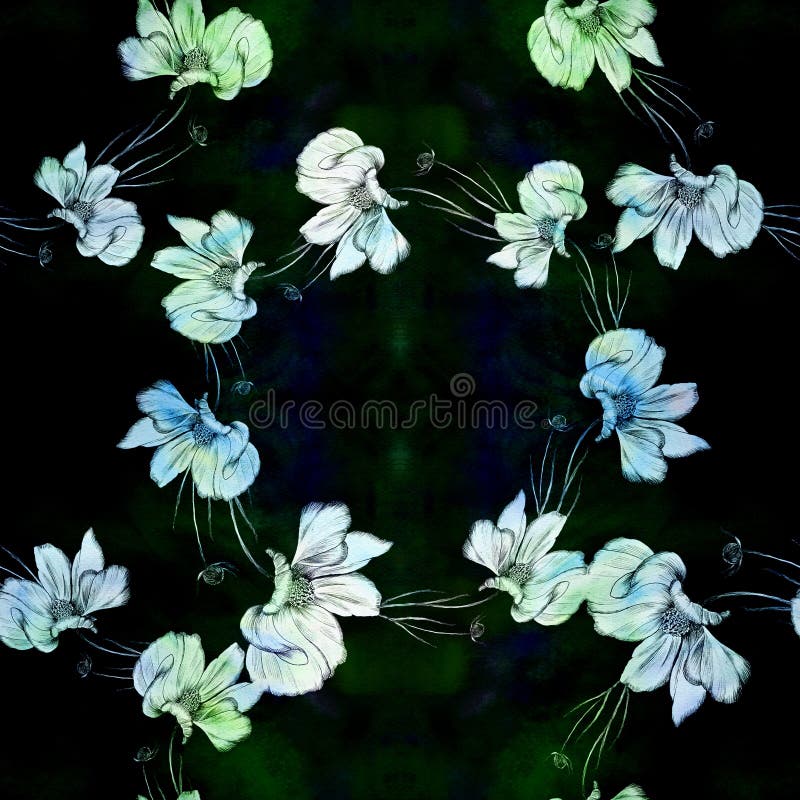 Floral Pattern. Flowers on a Watercolor Background. Abstract Wallpaper ...