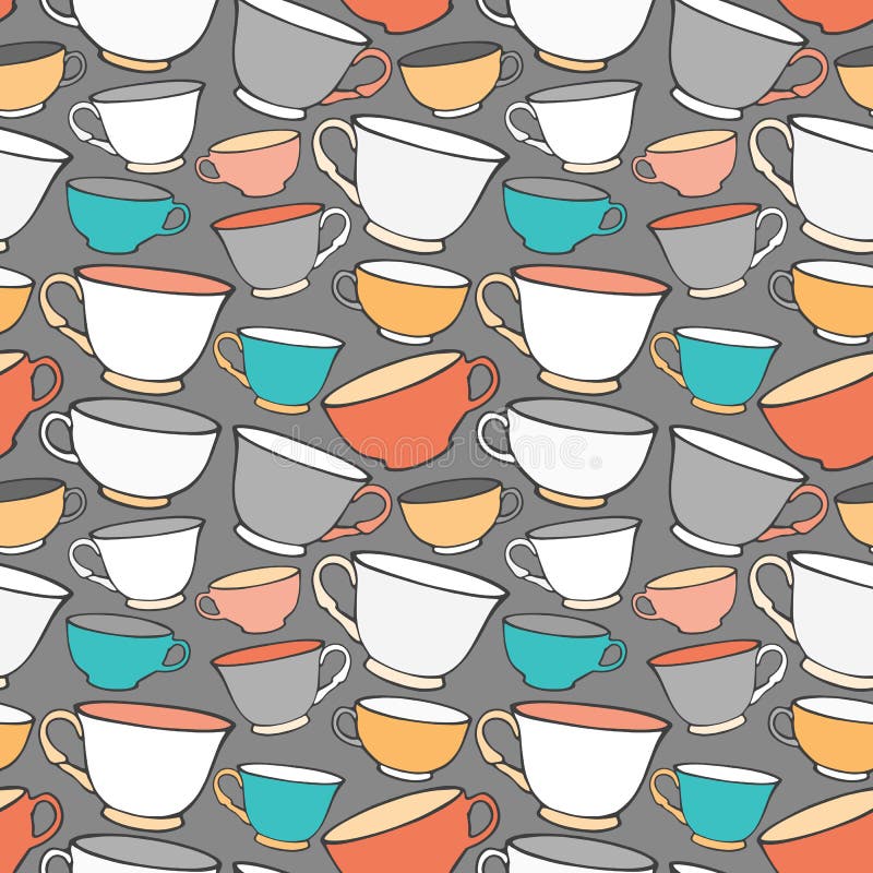 Seamless Pattern with Decorative Cups Stock Vector - Illustration of ...