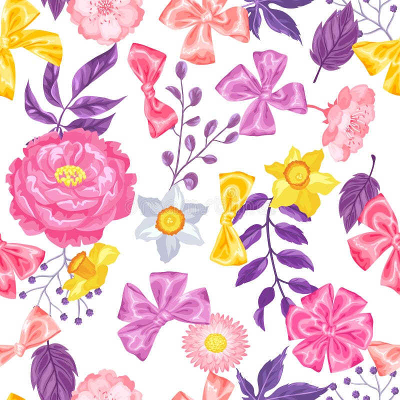 Seamless Pattern with Decorative Delicate Flowers. Easy To Use for ...