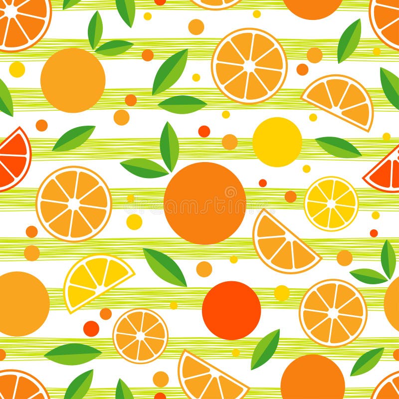 Seamless Pattern with Decorative Oranges. Tropical Fruits Stock ...