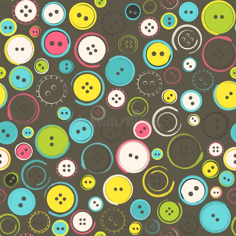 Seamless Pattern with Decorative Sewing Buttons Over Brown Stock Vector ...