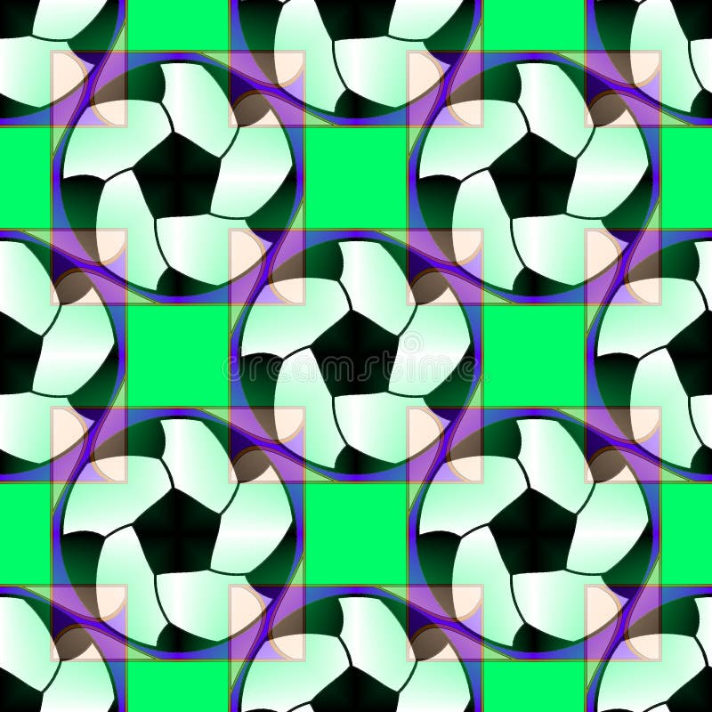 Seamless Pattern with a Decorative Soccer Balls in a Bright Translucent ...