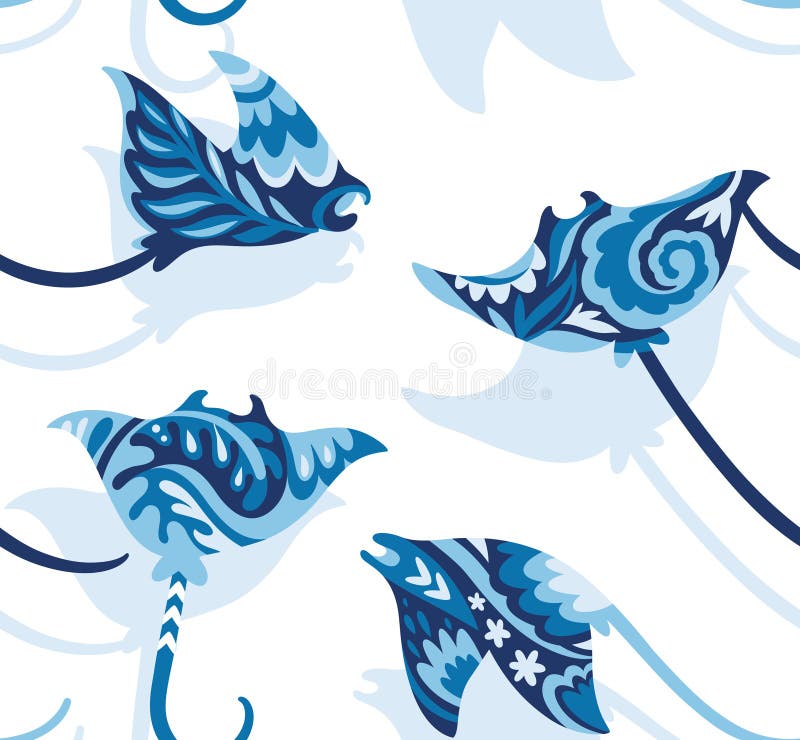 Decorative Manta Ray in Maori Style. Tattoo Stylel. Vecto Illustration ...