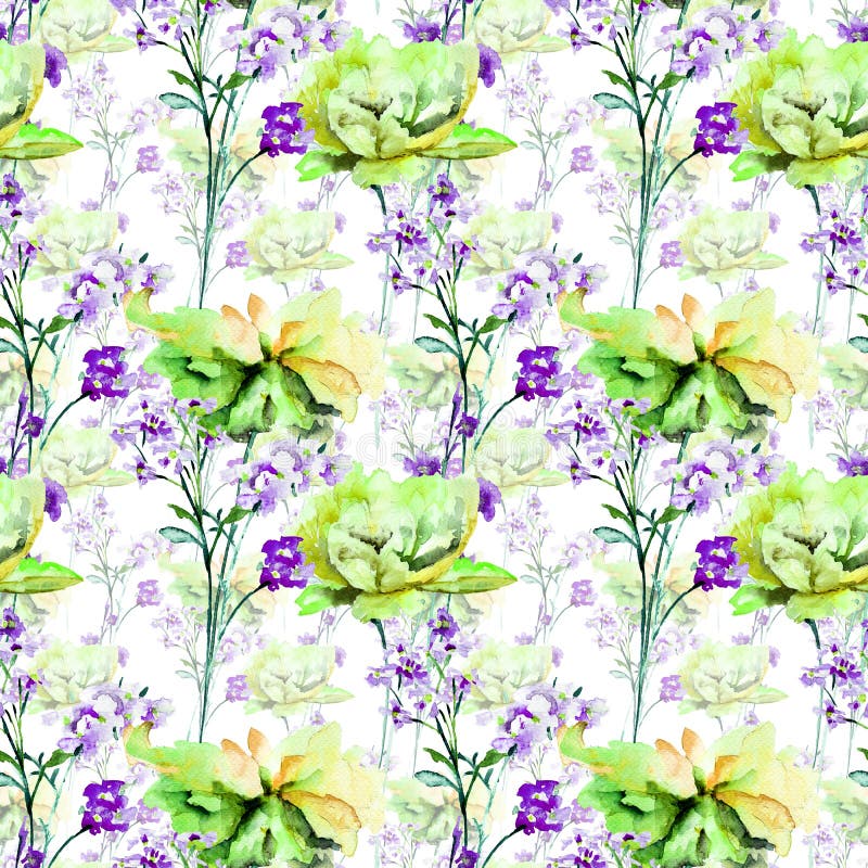 Seamless Pattern with Decorative Summer Flowers Stock Illustration ...