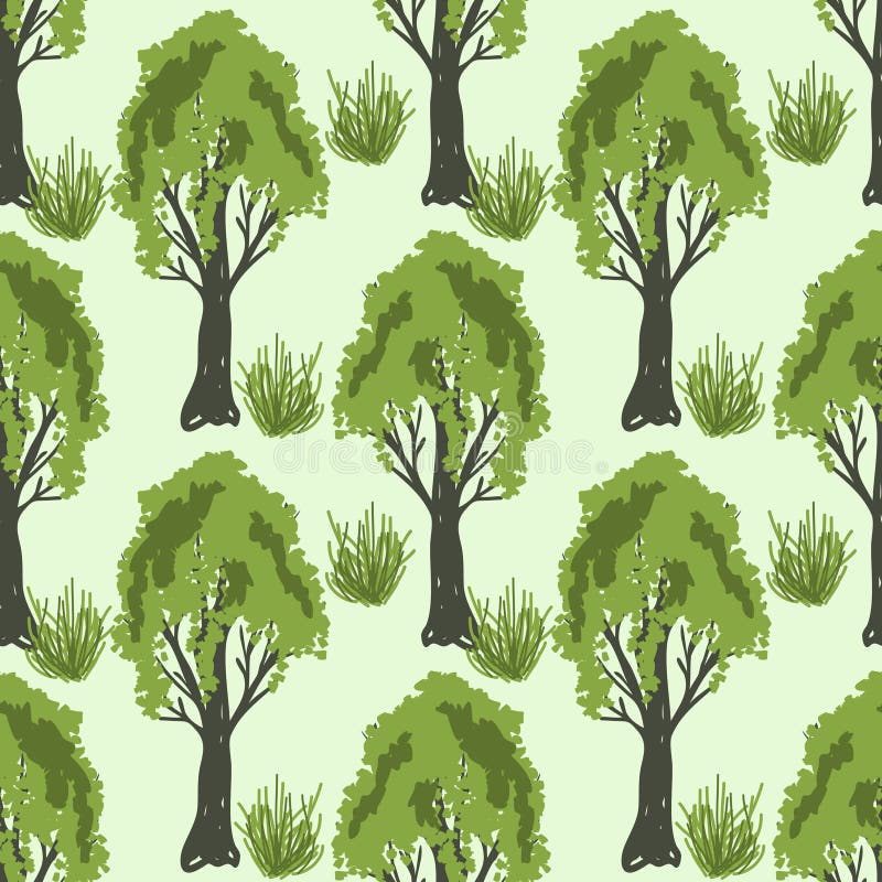 Seamless trees pattern stock vector. Illustration of textile - 104569588