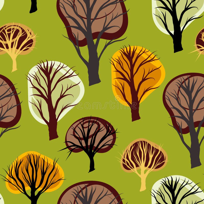 Decorative geometric trees stock vector. Illustration of flat - 14864744