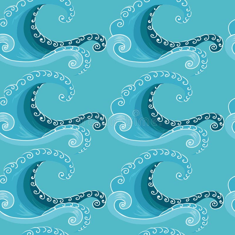Seamless Pattern. Decorative Wave Stock Vector - Illustration of ...