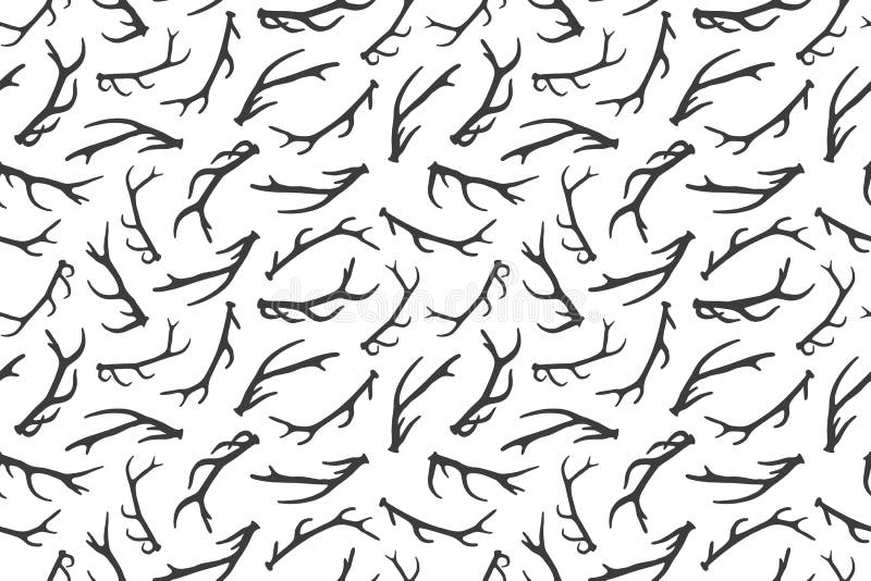 Seamless Pattern of Deer Antlers Stock Vector - Illustration of buffalo ...