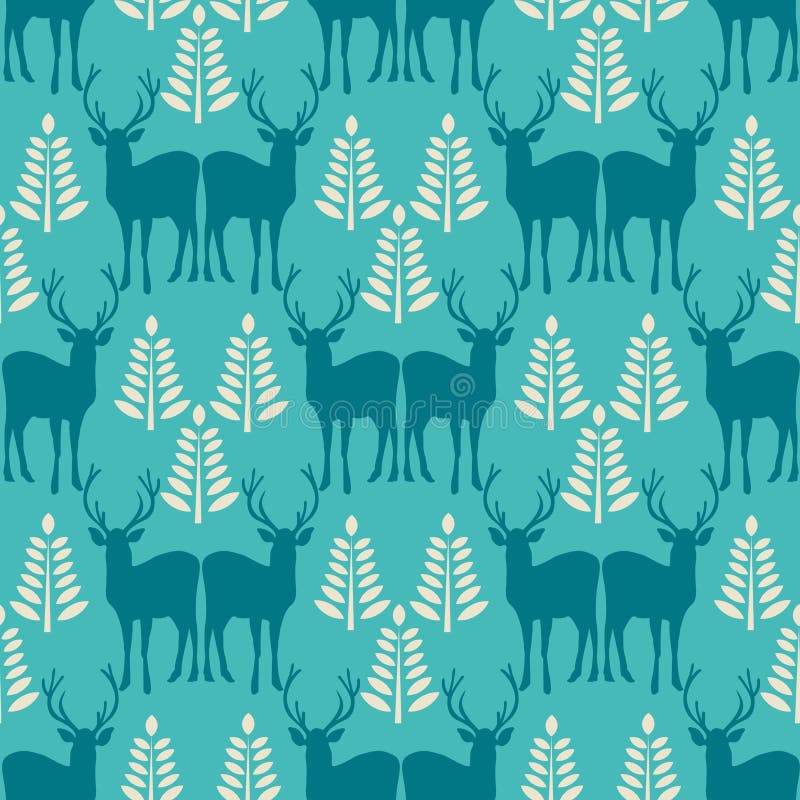 Seamless pattern with deer stock vector. Illustration of animal - 80165264