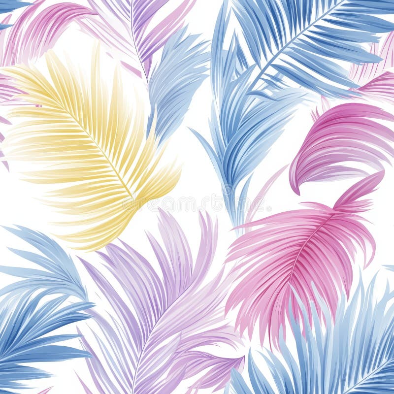 Seamless Pattern of Delicate Abstract Tropical Leaves, Exotic Wallpaper ...
