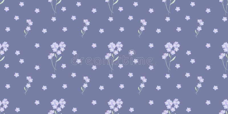 Seamless Pattern with Delicate and Cute Forget-me-not Flowers, Colored ...