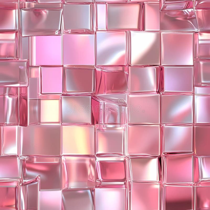 Colorful Reflective Pink Glass Blocks Forming an Abstract Texture in a ...