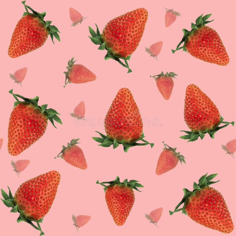 Seamless Pattern, Delicious, Ripe, Strawberries. Simple Strawberry ...