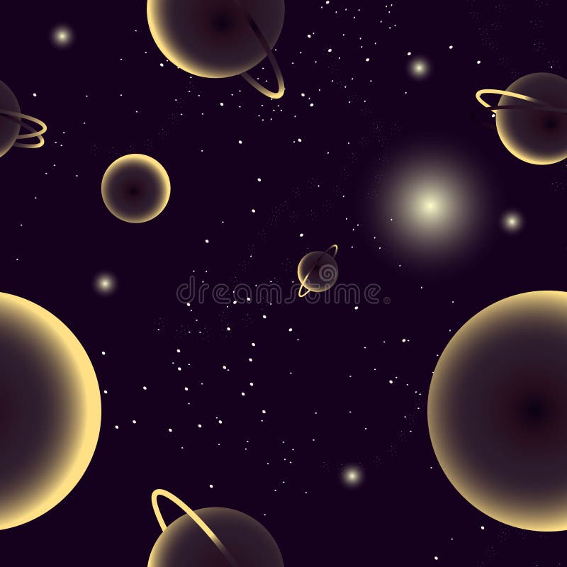 Seamless Pattern Depicting Cosmos, Galaxy with Stars, Planets and Other ...