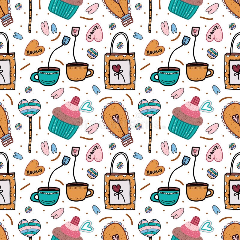 Seamless Pattern with Design Elements for the Valentine S Day Holiday ...