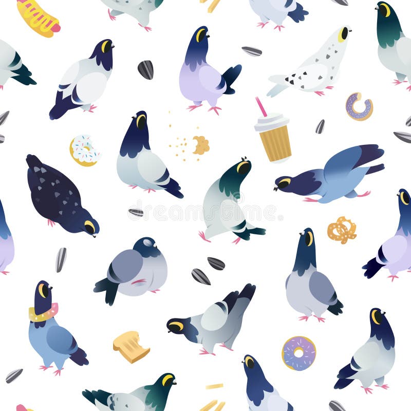 Seamless Pattern Design with Pigeons Characters Stock Vector ...