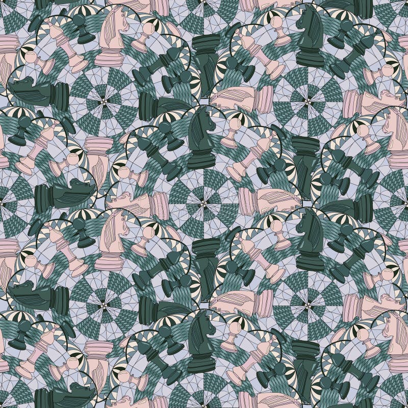 Seamless Pattern Design with a Stacked Colored Mandala with Chess ...