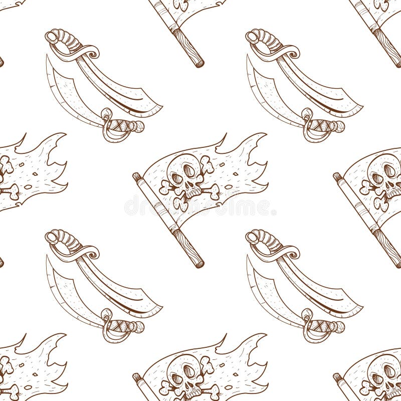 Seamless Pattern for Design Surface Pirate Sword Stock Illustration ...